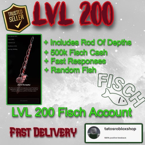 Roblox Fisch | Account LVL 200+ Rod Of The Depths | 🔥Fast Delivery🔥 | eBay