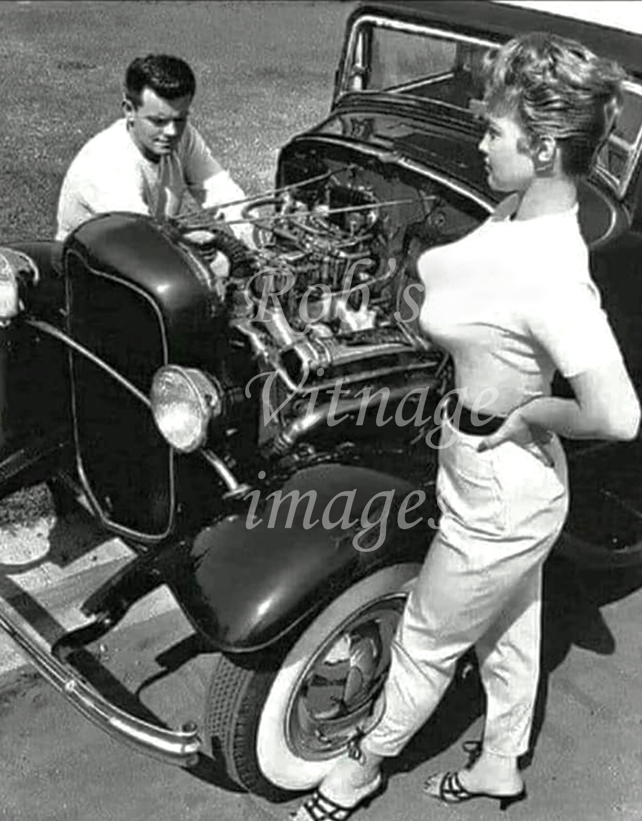 BULLET BRA MAMA Hot Rod photo Retro 1940's 1950's Sweater Girl 8" X 10 ...