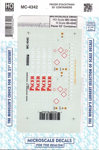 HO Scale Microscale MC-4342 Pacer Stacktrain 53' Containers, 1999 ...