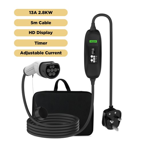 Mobile EV Charger Type 2 Home 3 Pin Electric Vehicle Charging Timer ...