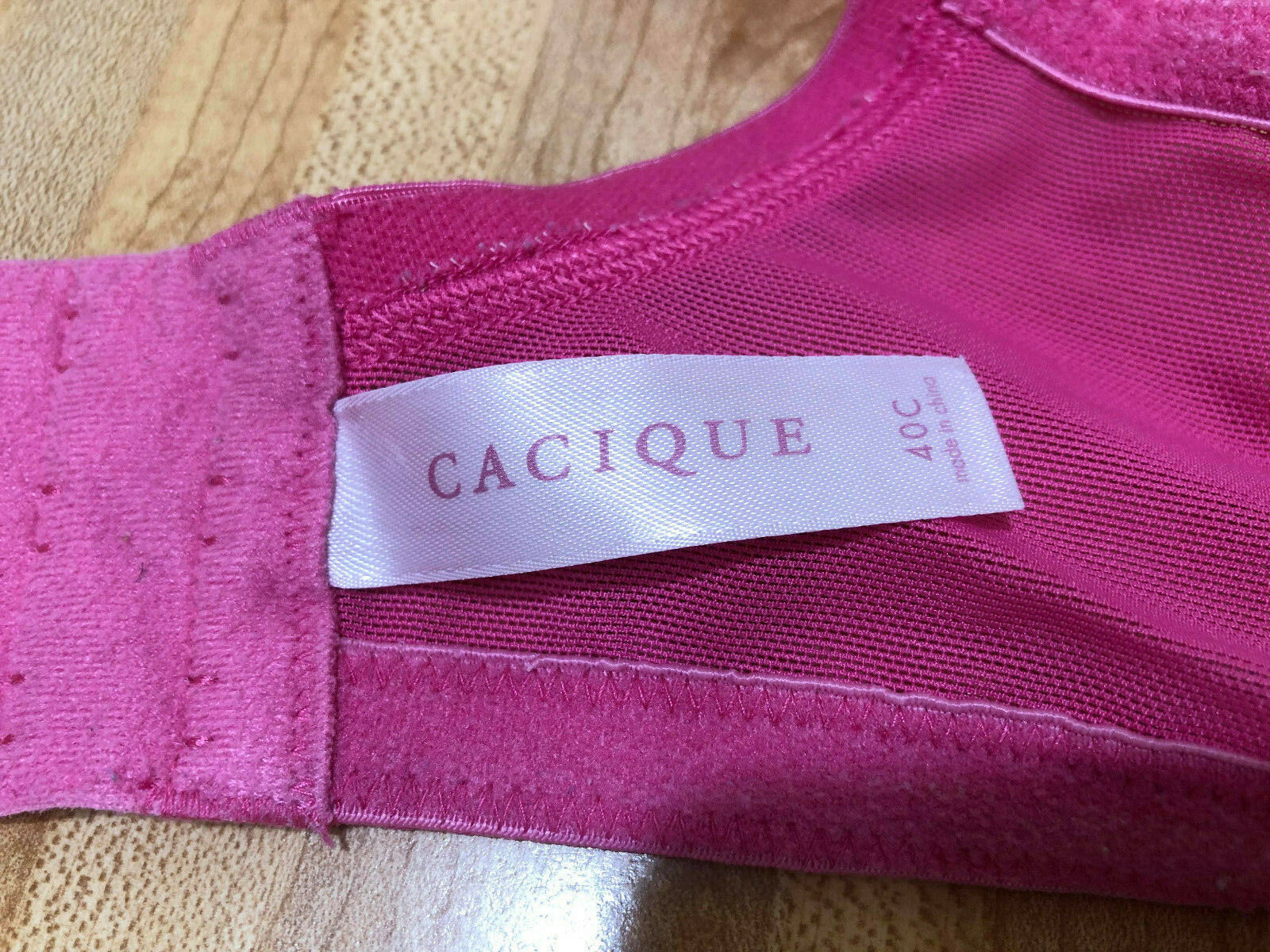 Cacique Sz 40C Bright Pink Lace Bra Underwire Lightly… - Gem