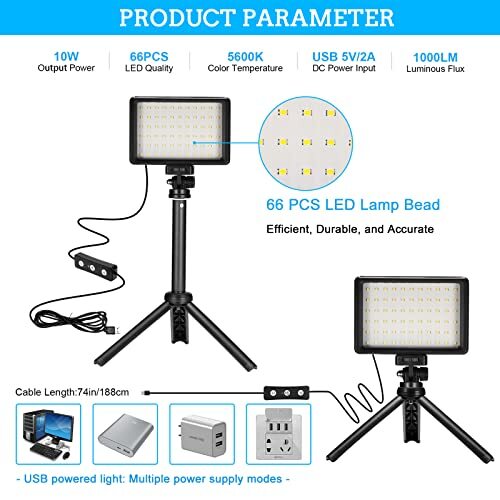 Ci-Fotto LED Video Light 2-Pack 5600K Dimmable USB Photo Lights with ...
