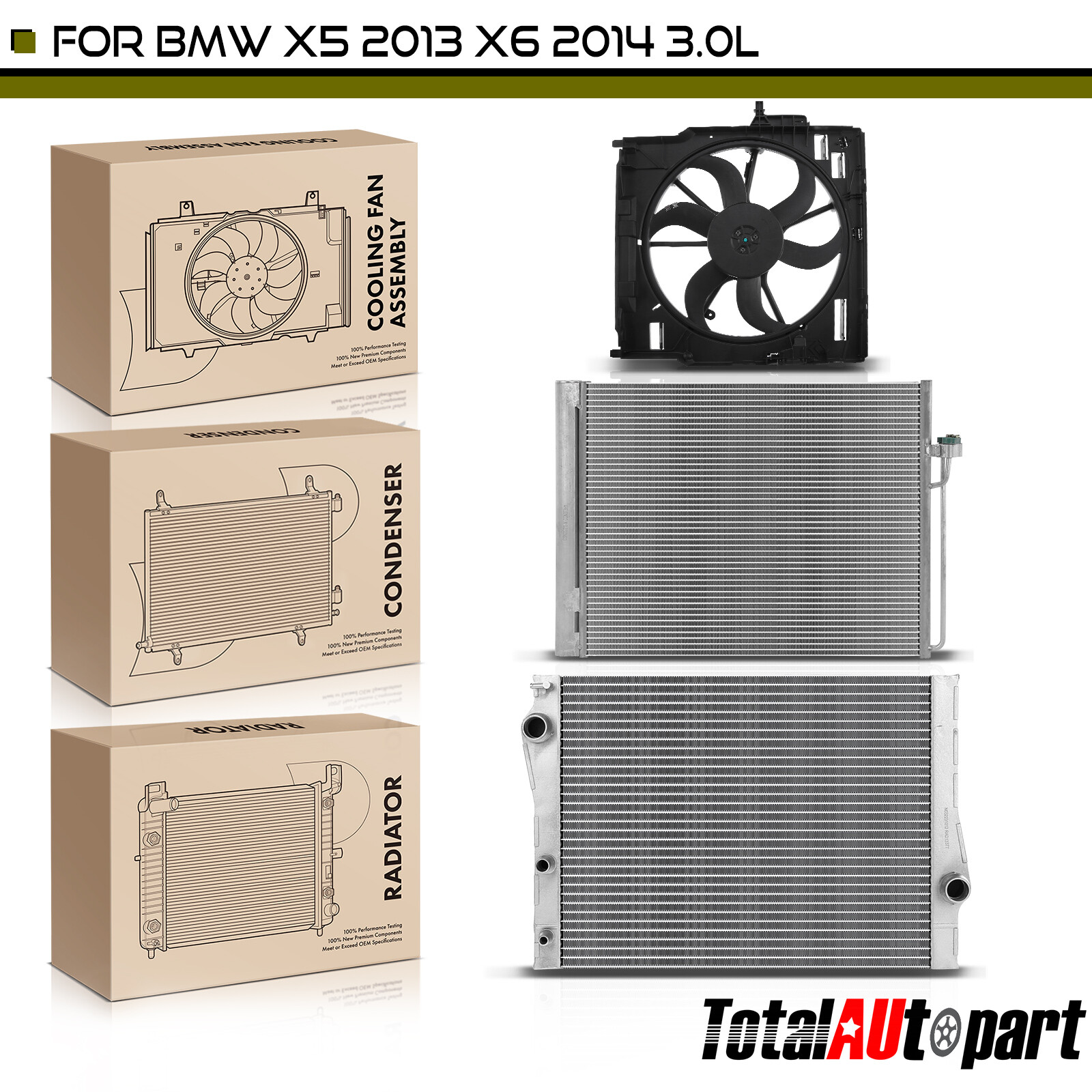 3pcs New Radiator & AC Condenser & Cooling Fan Kit for BMW F15 X5 F16 ...
