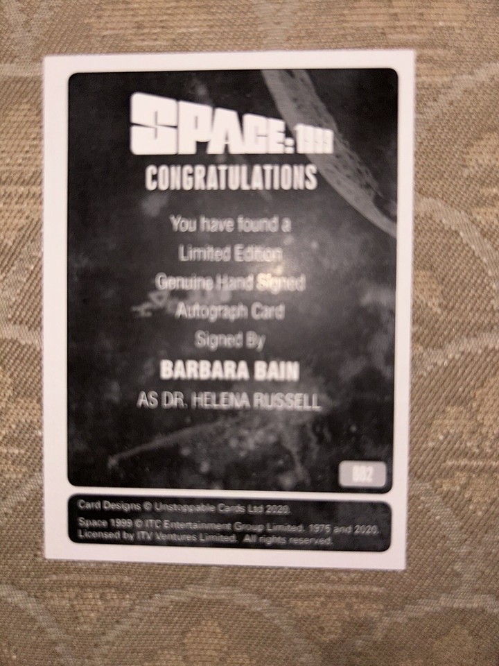 GERRY ANDERSON SPACE 1999 series 4 BARBARA BAIN PROOF AUTOGRAPH CARD ...