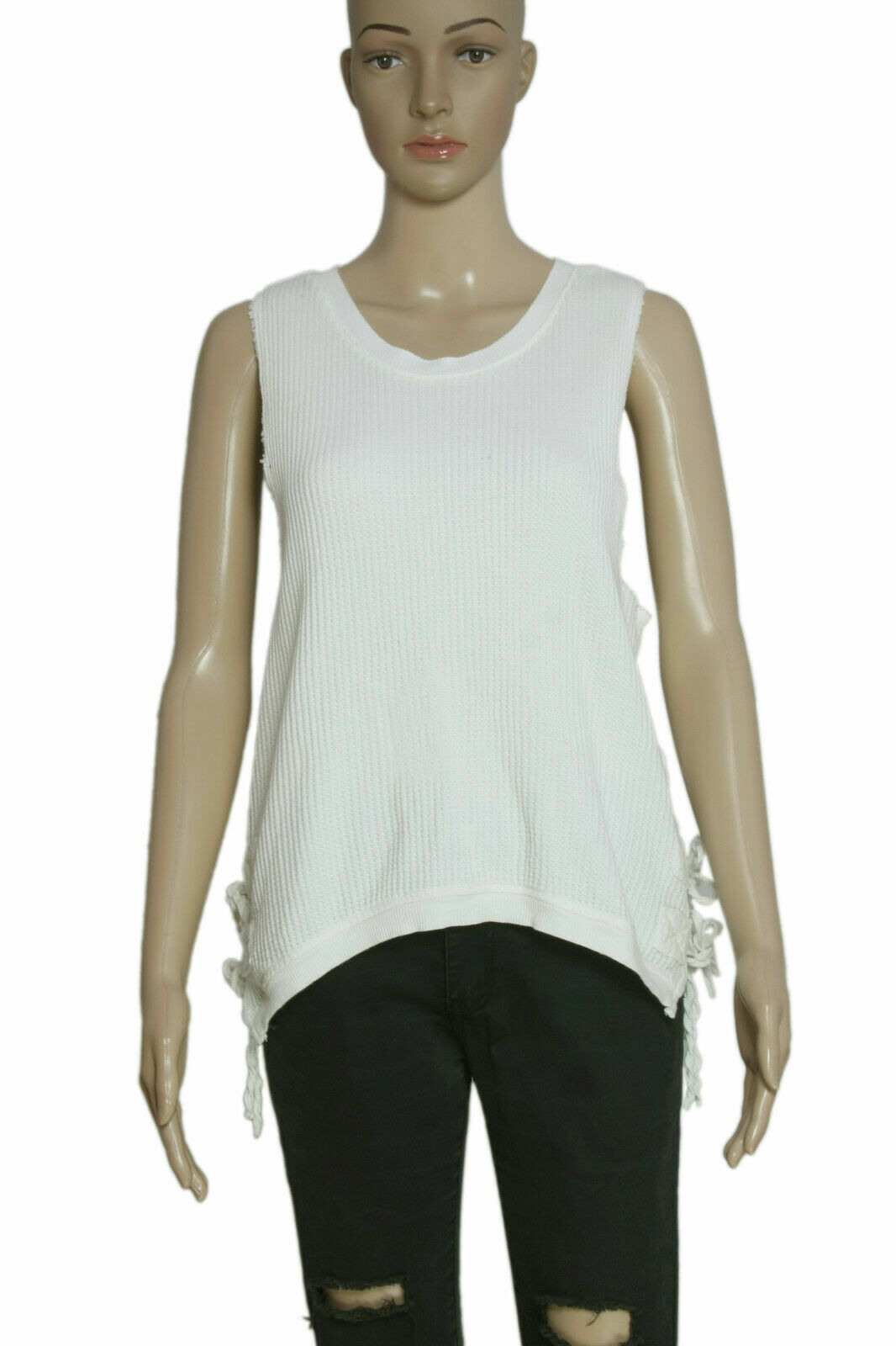 Free People FP One Sleeveless Interlaken Tank White Dropped Armholes ...