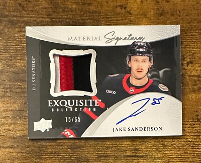 2023-24 Exquisite Collection Patch Auto #ESMJS Jake Sanderson /65 # ...