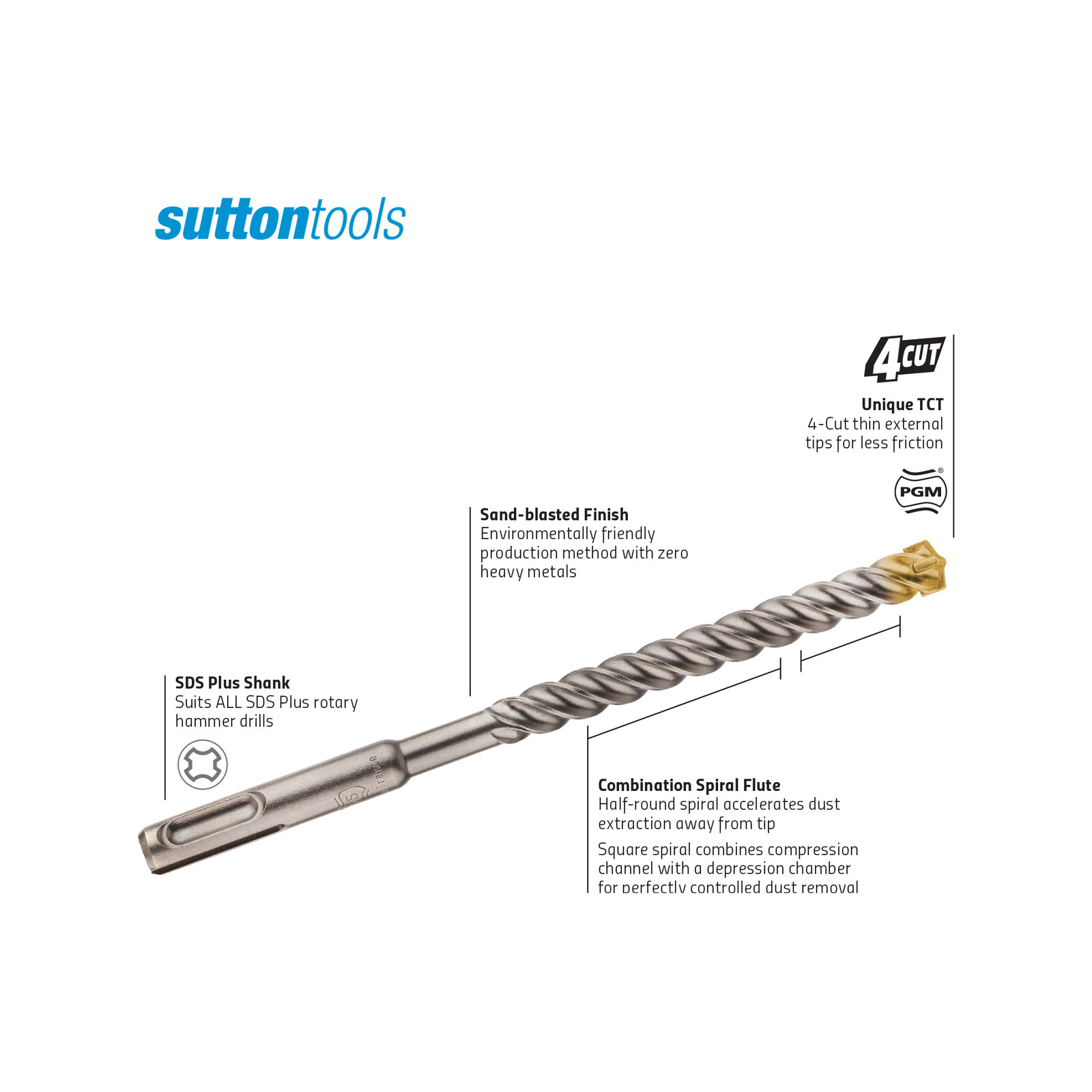 Sutton Tools 18.0 x 460mm 4 Cut SDS Plus Masonry Drill Bit Power Tool ...