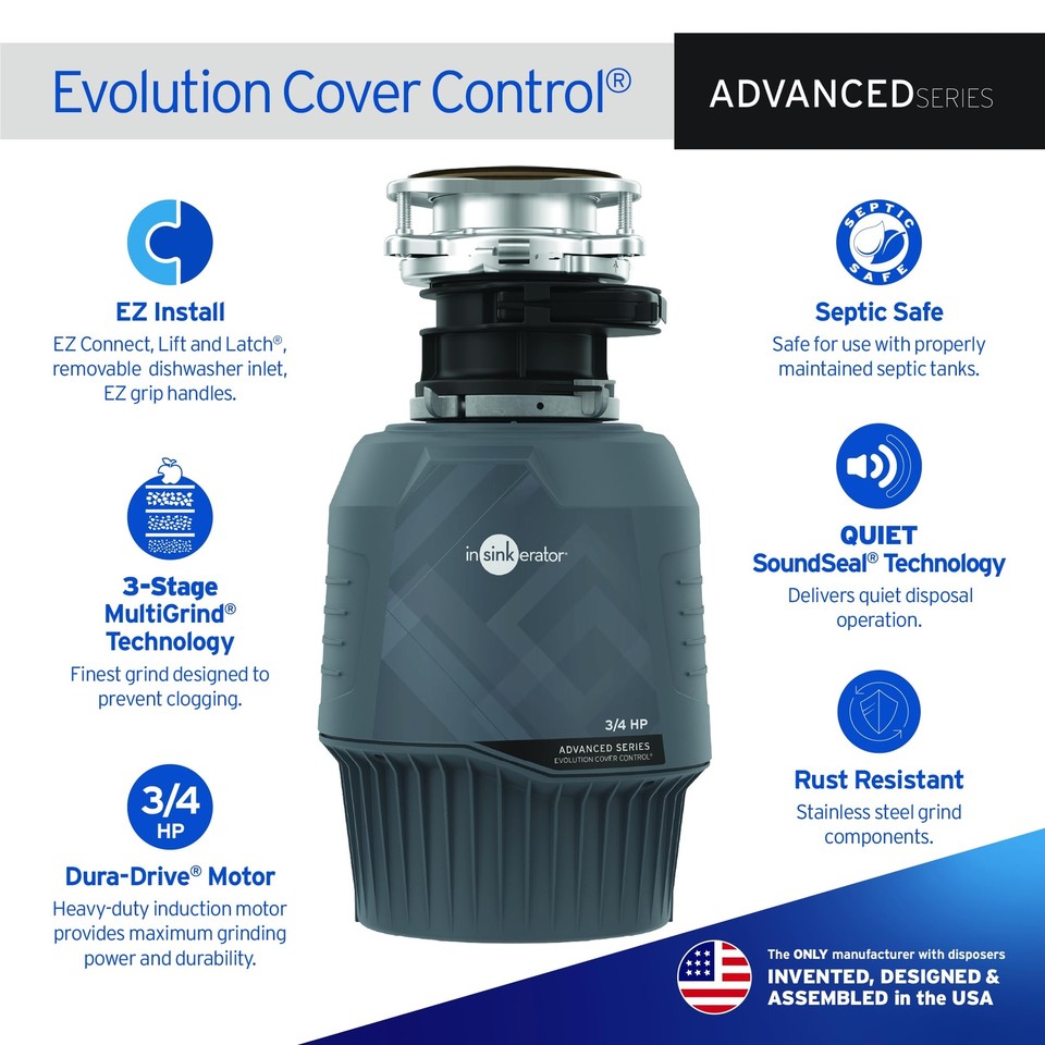 InSinkErator EVO CVR CNTRL Evolution Cover Control 3/4 HP, Advanced ...