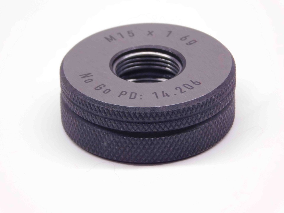 NEW M15 X 1 6g SOLID THREAD RING GAGES 15 1.0 GO NO GO P.D.'S = 14.324 ...