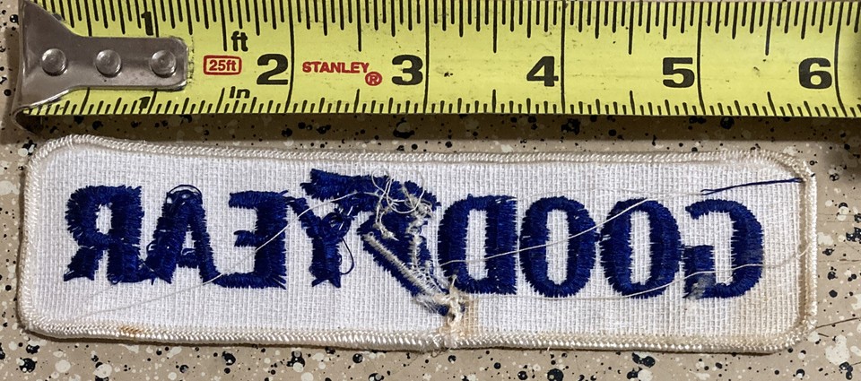 Old Vintage GOODYEAR TIRES BLUE WHITE RECTANGLE Uniform Hat Patch ...