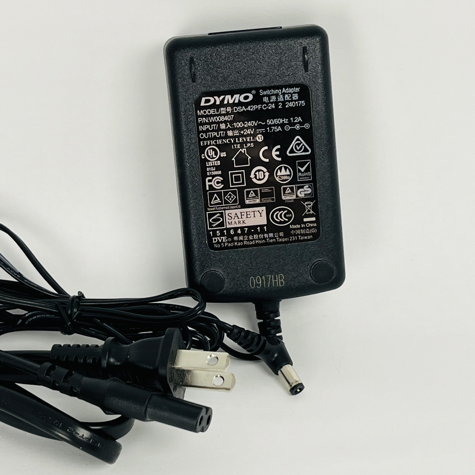 Genuine Dymo Printer Switching Adapter AC Power Dsa-42pfc-24 24v DC 1 ...