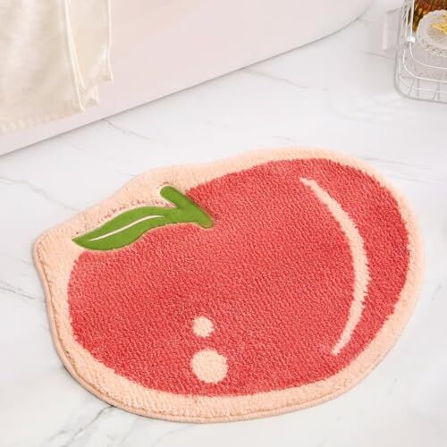 Peach Rug,Peach Bathroom Decor Cute Pink Fruit Bath 19"x24" 19x24 Peach ...