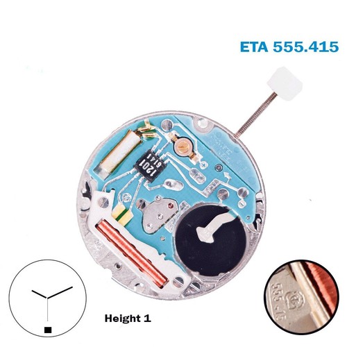 Mouvement de montre suisse ETA 555.415, disque de date blanc à 6, 3 ...