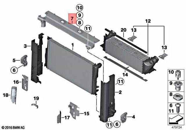 BMW OEM 12-15 528i 2.0l-l4 Radiator-upper Support 17117645650 for sale ...