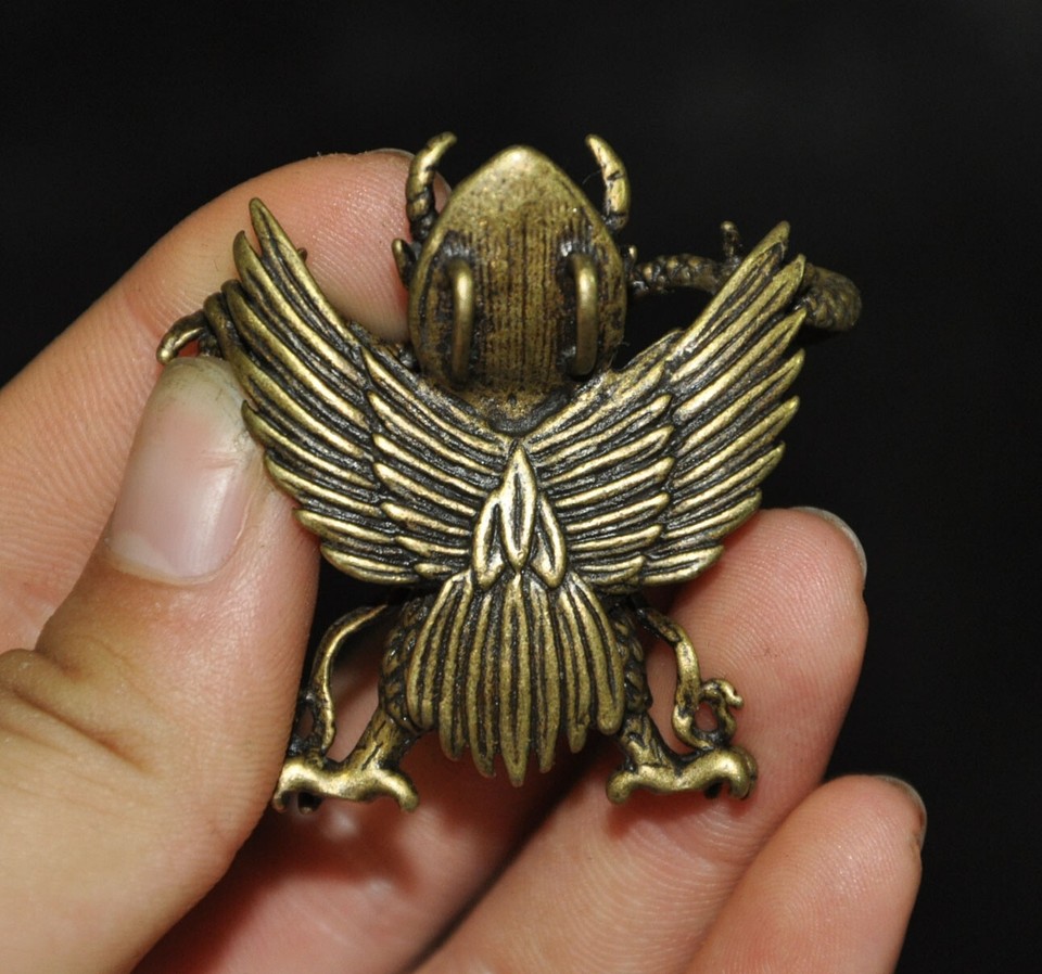 1.6" Tibetan Buddhism bronze Winged Garuda Bird God Tantra Buddha ...