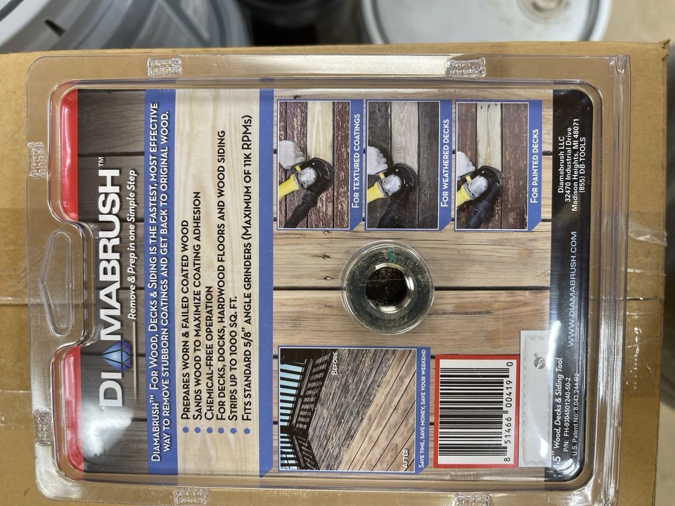 DIAMABRUSH Wood Deck Siding Tool Angle Grinder 4.5 in. 50-Grit 5/8"-11 ...