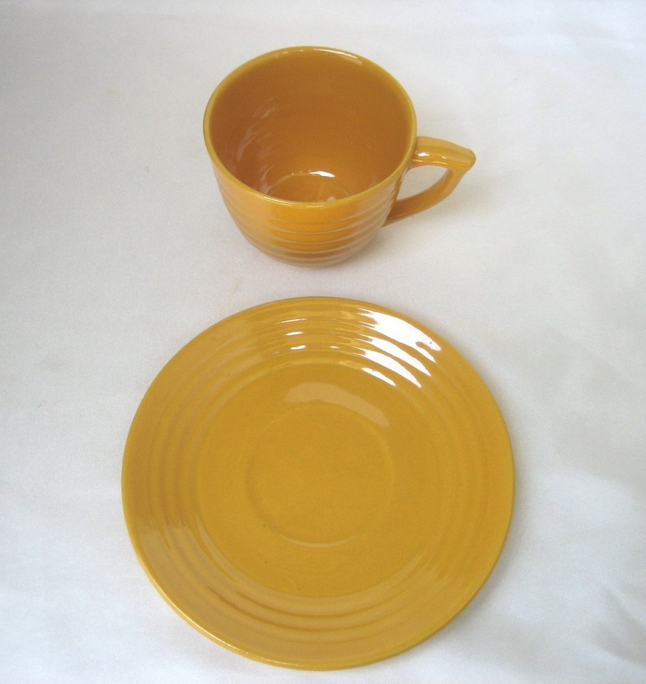 Vintage Bauer Pottery Ring Ware Cup and Saucer in Yellow | eBay