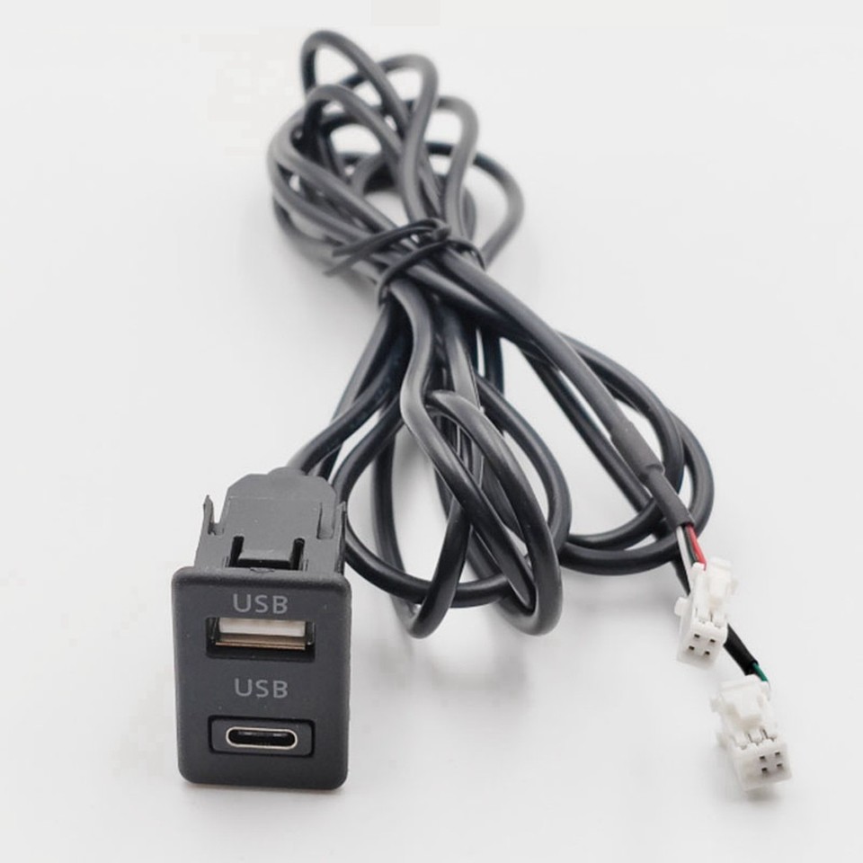 Car Dash Mount USB+TYPE-C Port Panel Interface Extension Cable Adapter ...