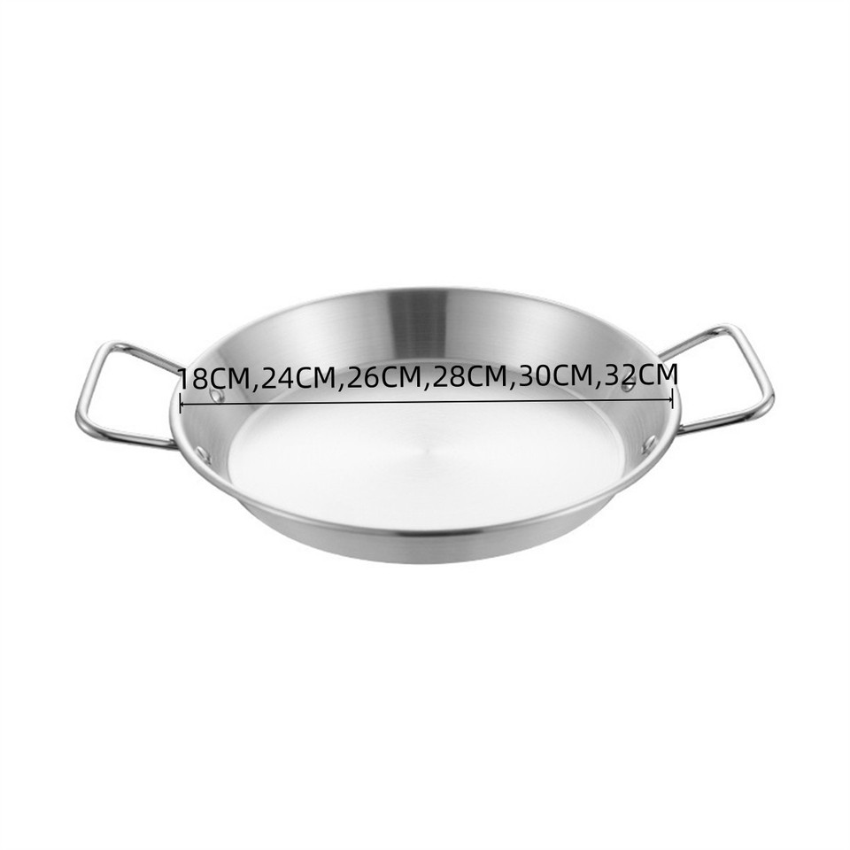 2 Handle Ergonomic Stainless Steel Paella Pot Flat Bottom Cooking Pot ...
