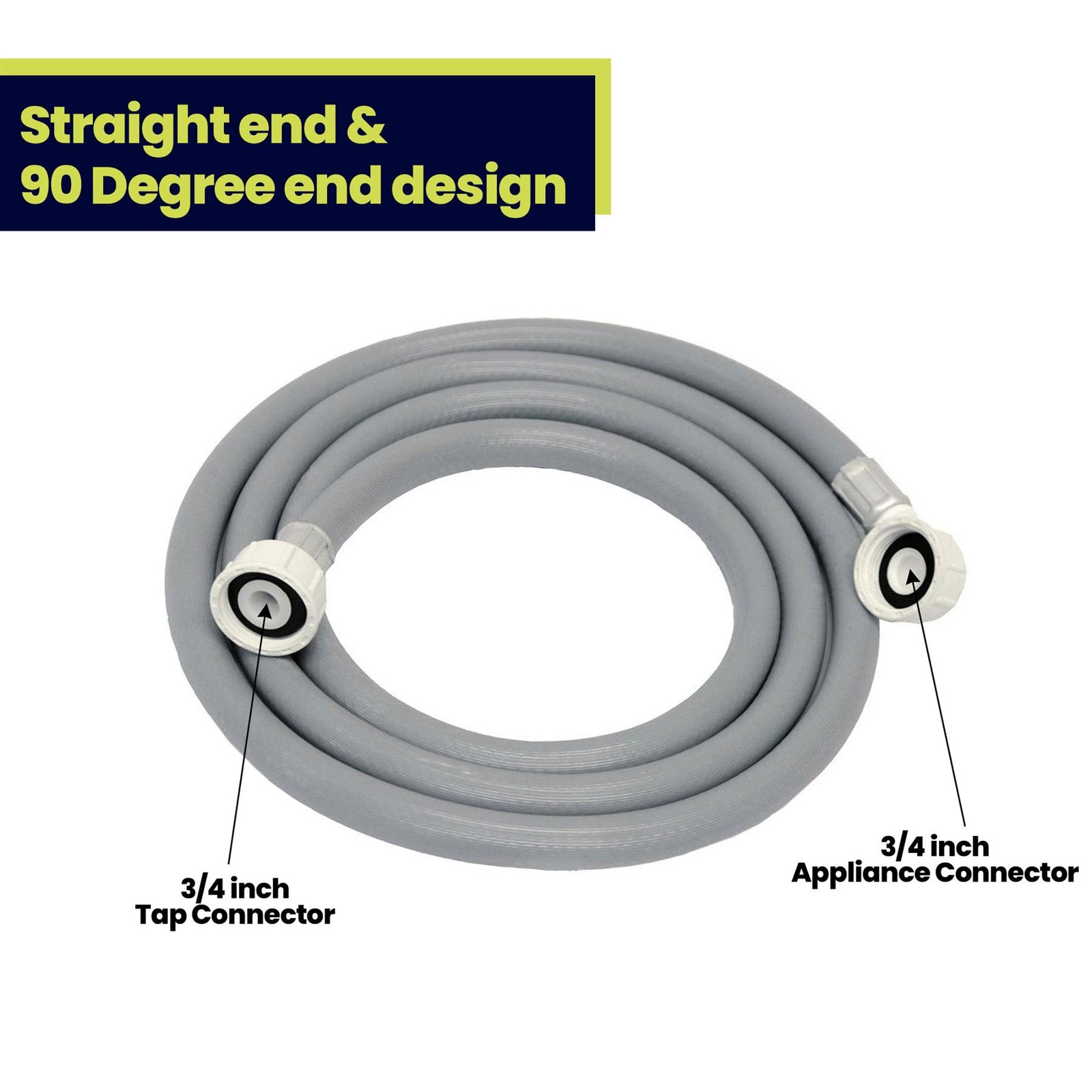 Washing Machine Fill Hose PVC Universal Water Inlet Pipe Extra Long 3m ...