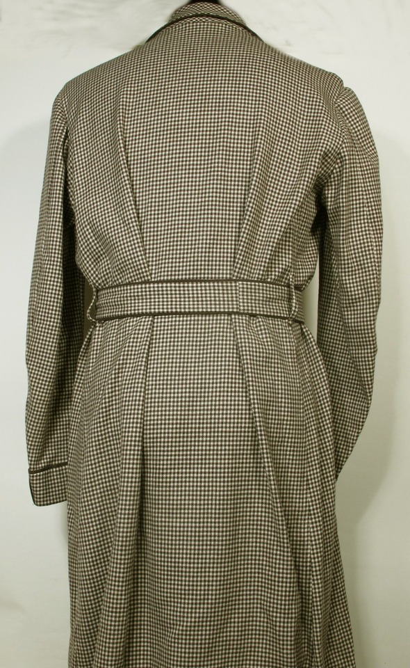 Vtg A Sulka Housecoat Smokers Robe Dressing Gown Brown Check Wool 42 ...