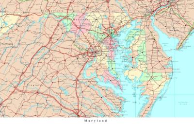 MARYLAND STATE ROAD MAP GLOSSY POSTER PICTURE PHOTO PRINT city ...