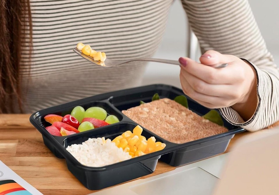 39oz Meal Prep Containers with Lids 3 Compartment Food Storage ...
