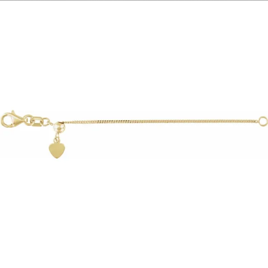 3" 14k 1mm ADJUSTABLE Curb Yellow Gold Lobster Clasp Necklace Chain ...
