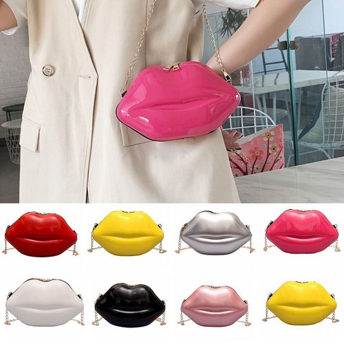 Chain Shoulder Strap Lip Messenger Bag Lip Shape Handbag Women Girls ...