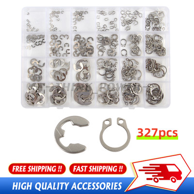 327Pcs Stainless Steel E-Clip C-Clips Circlip Kits Retaining Ring ...