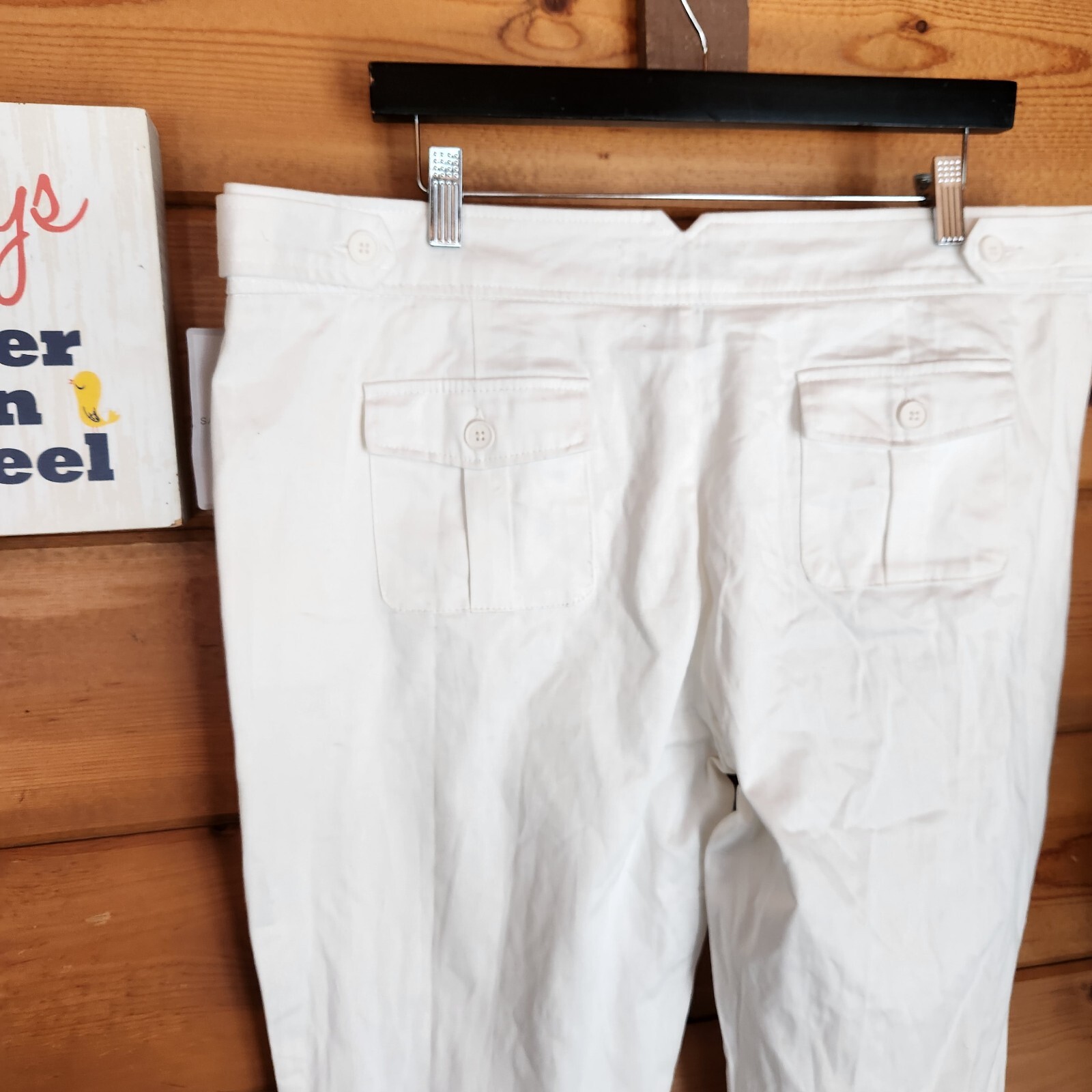 Sag Harbor NWT Denim White Pants Trousers Button Slash Pockets Plus Sz ...