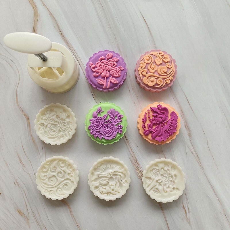 Plastic 3D Mooncake Stamps Moulds DIY Baking Accessories for Mid-Autumn ...