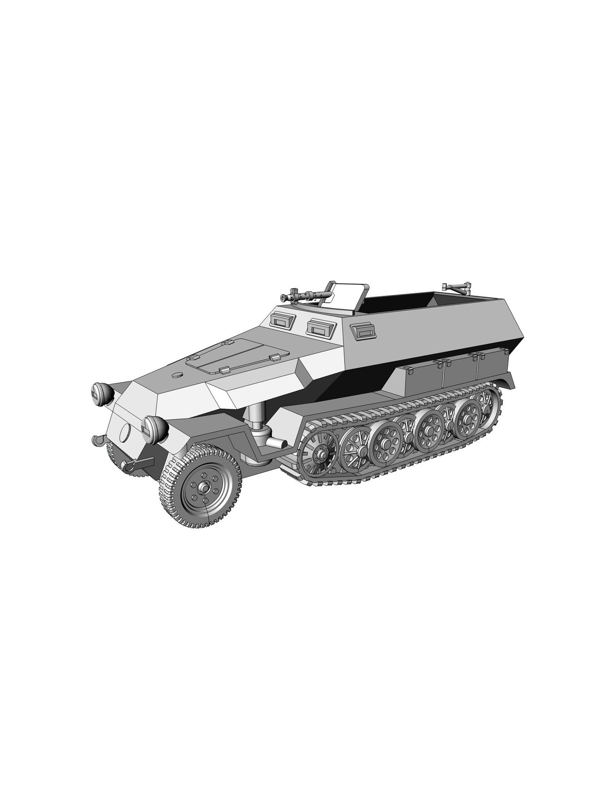 SD.KFZ. 251 C Half-track WW2 German APC - 3D Resin Printed 28mm / 20mm ...