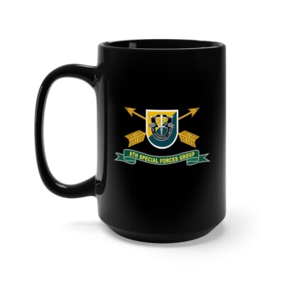 Black Mug 15oz - Army - 8th Special Forces Group - Flash w Br - Ribbon ...