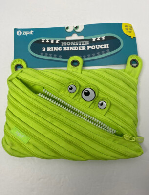 NEW Zipit Monster 3 Ring Binder Bright Green School Pouch/Pencil Case - NWT | eBay