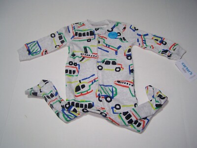 Carter Boy Pajamas Footed PJ Plane Copter/Bus/Car/Truck Long Sleeve ...