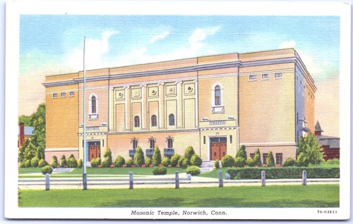 Postcard CT Masonic Temple Norwich Connecticut c.1937 N6 | eBay