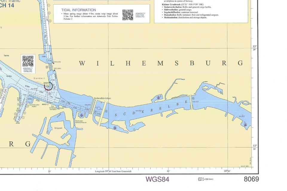 8069 Port Approach Guide The Elbe Hamburg Chart Map Maritime Marine ...