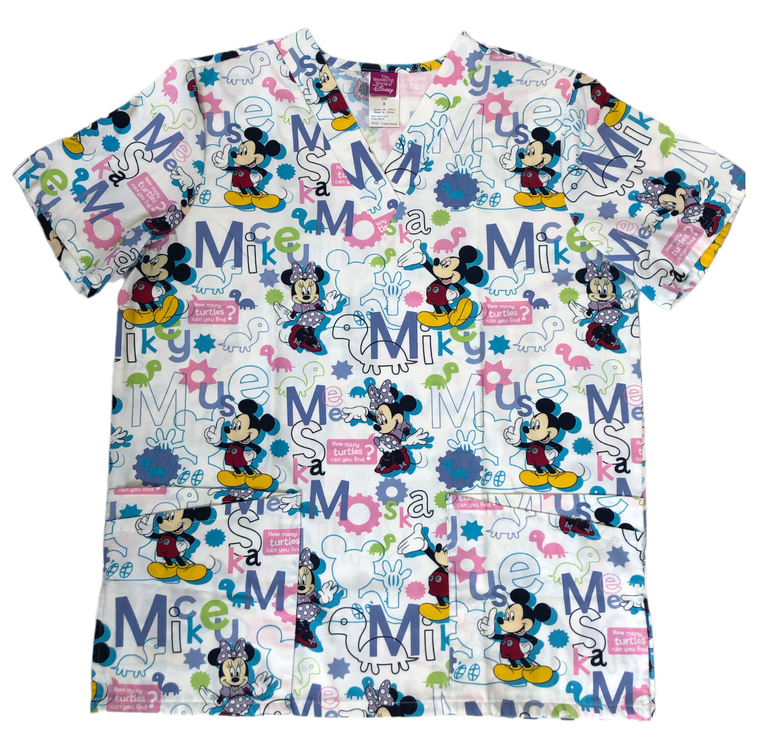 DISNEY Mickey & Minnie Scrub Top, Uniform. Size SM Ho… - Gem