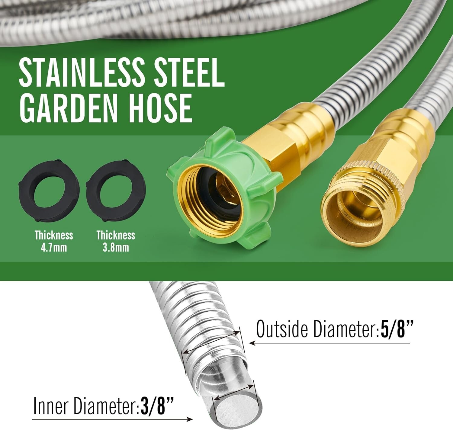 304 Stainless Steel Short Garden Hose with Female to Male Metal ...