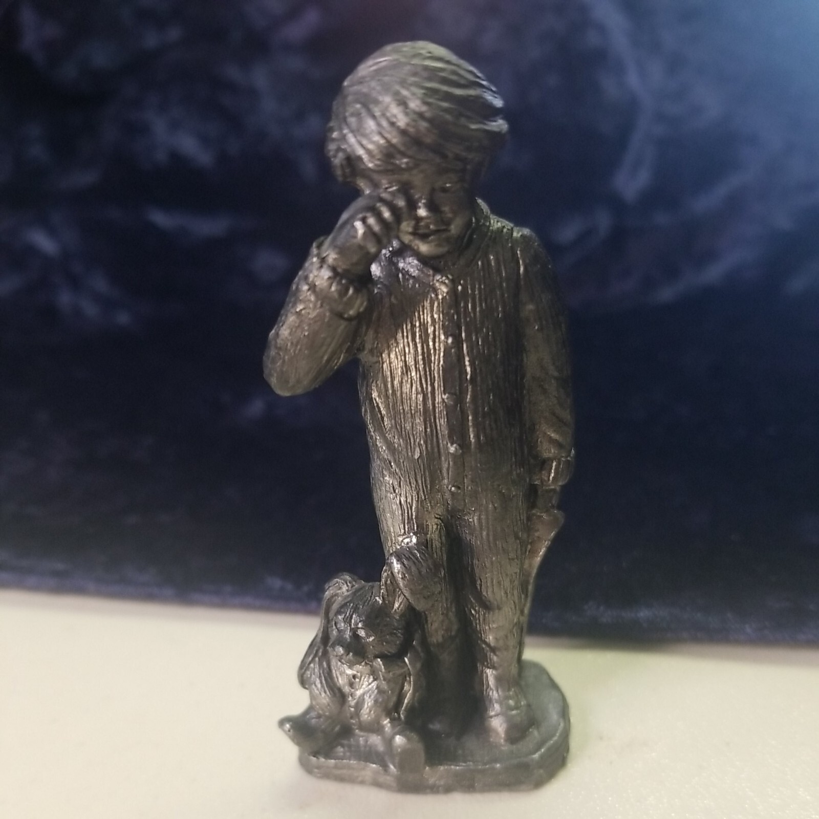 Pewter Boy Cries Wish List Bunny Rabbit Figure Vtg 1990 Michael Ricker ...