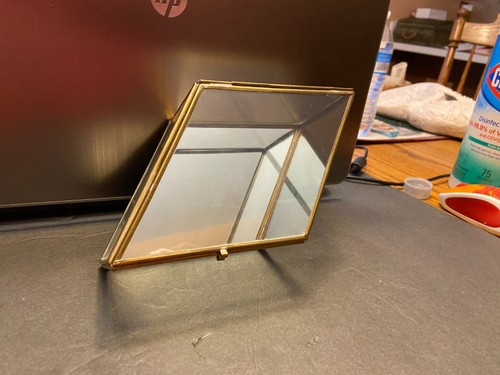 Vintage Brass Angled Glass Display Case Mirror Back Made In Mexico | eBay