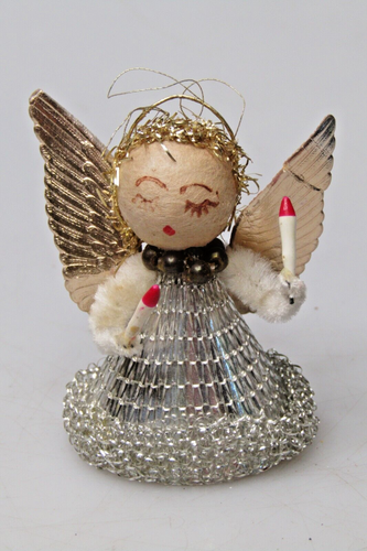 Vintage Spun Cotton Putz Girl ANGEL Figurine Mesh Dress Christmas ...