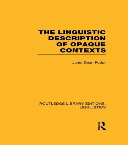 Routledge Library Editions: Linguistics Ser.: Linguistic Description of ...