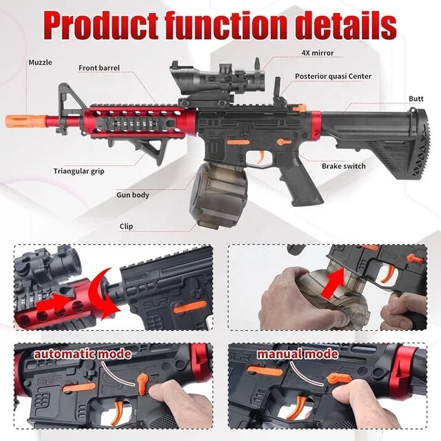MODIFIED Gel Toy Nation Gel Blaster Ar-13 M416A Electric Outdoor Toy ...