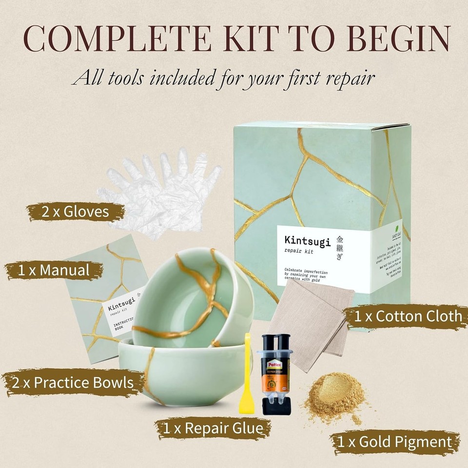 Kintsugi Repair Starter Kit with Gold Powder - DIY Ceramic Repair, Top Pick by | eBay UK