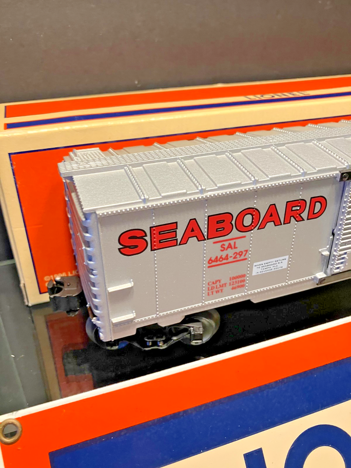 LIONEL O GAUGE SEABOARD METEOR BOXCAR 6464 D/C TRUCKS #19290 NIB | eBay