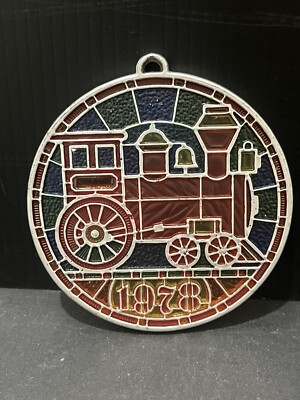(63) Vintage Hallmark Tiffany Inspired 1978 Christmas Ornament Train | eBay