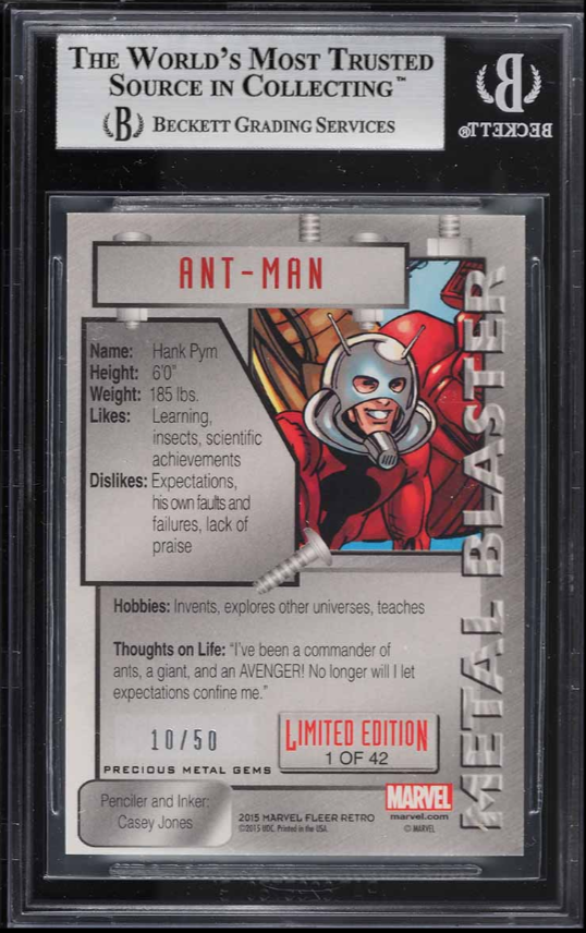 2015 Marvel Fleer Retro Ant-Man Precious Metal Gems Blue PMG /50 BGS 9 ...