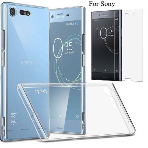 Ultra Slim Clear Gel Skin Case Cover & Tempered Glass for Xperia 5 XZ ...